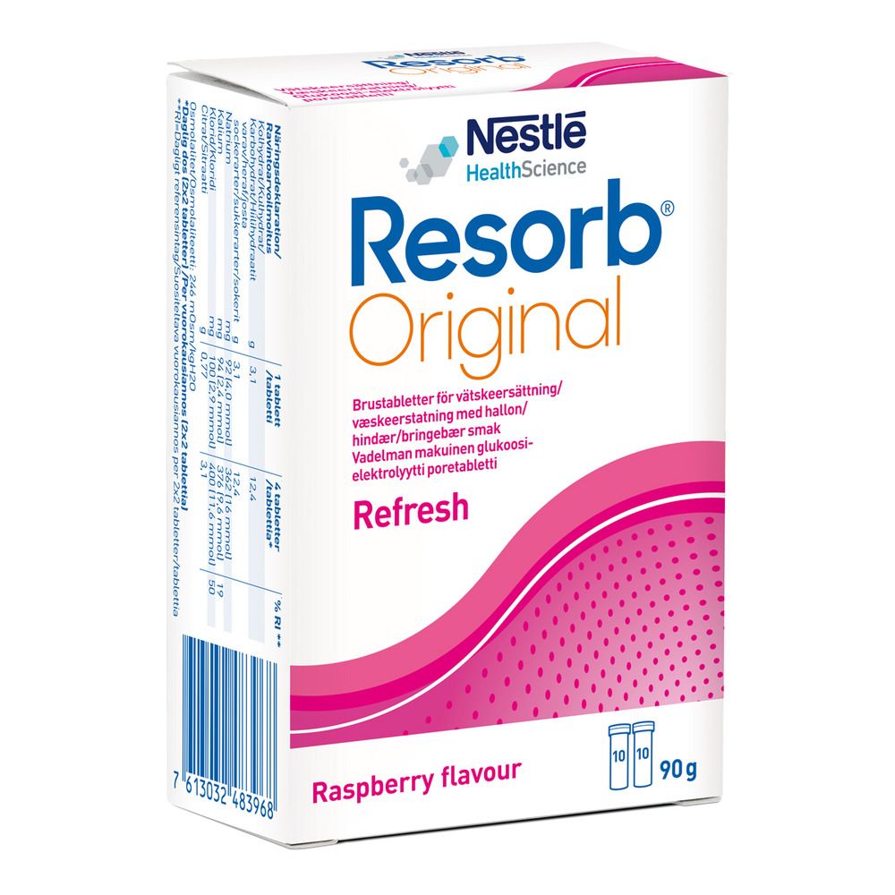 Köp Resorb Original Hallon - 2 x 10 brustabletter billigt på Med24.se