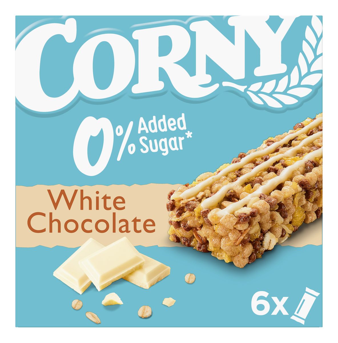 Köp Corny 0% Added Sugar White Chocolate 6 x 20 g | Med24.se