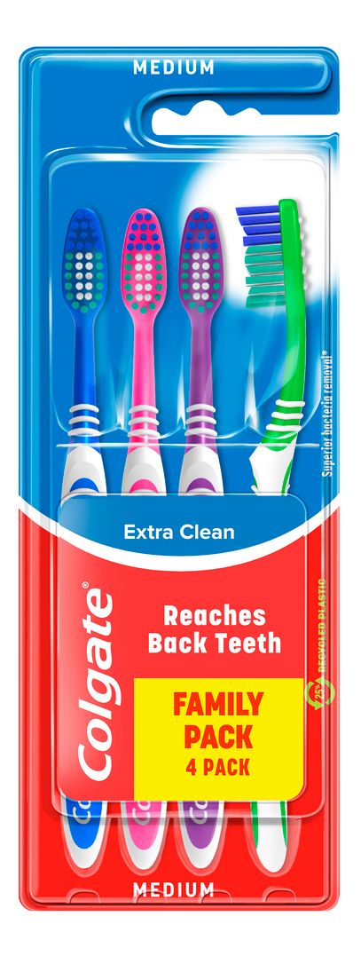 Köp Colgate Extra Clean Medium Tandborstar 4 pack billigt på Med24.se