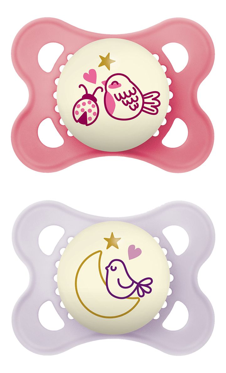 MAM Original Night Silikon Napp Rosa/Lila 0-6 mån. - 2 st | Med24.se