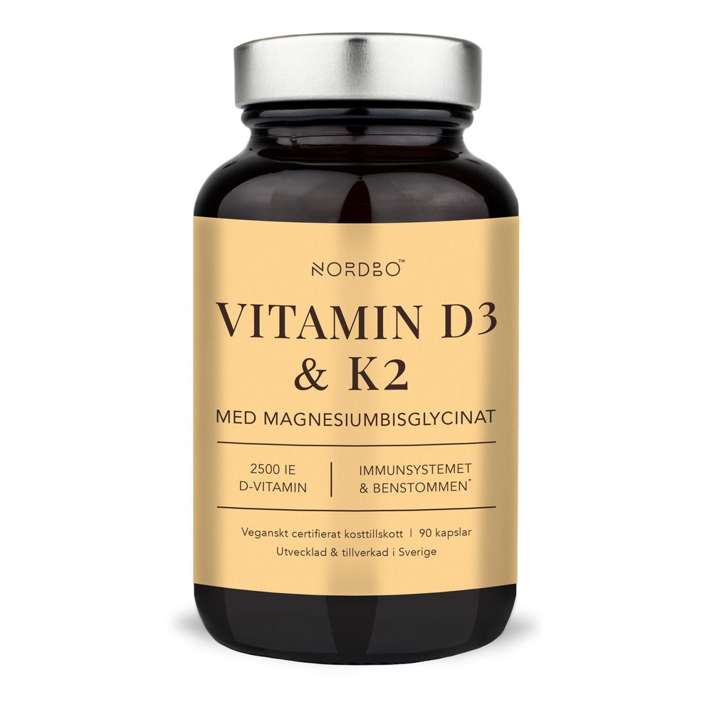 Köp NORDBO Vitamin D3 & K2 - 90 kapslar billigt på Med24.se