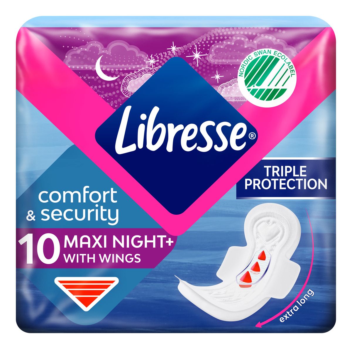 Köp Libresse Maxi Night Wing - 10 st på Med24.se