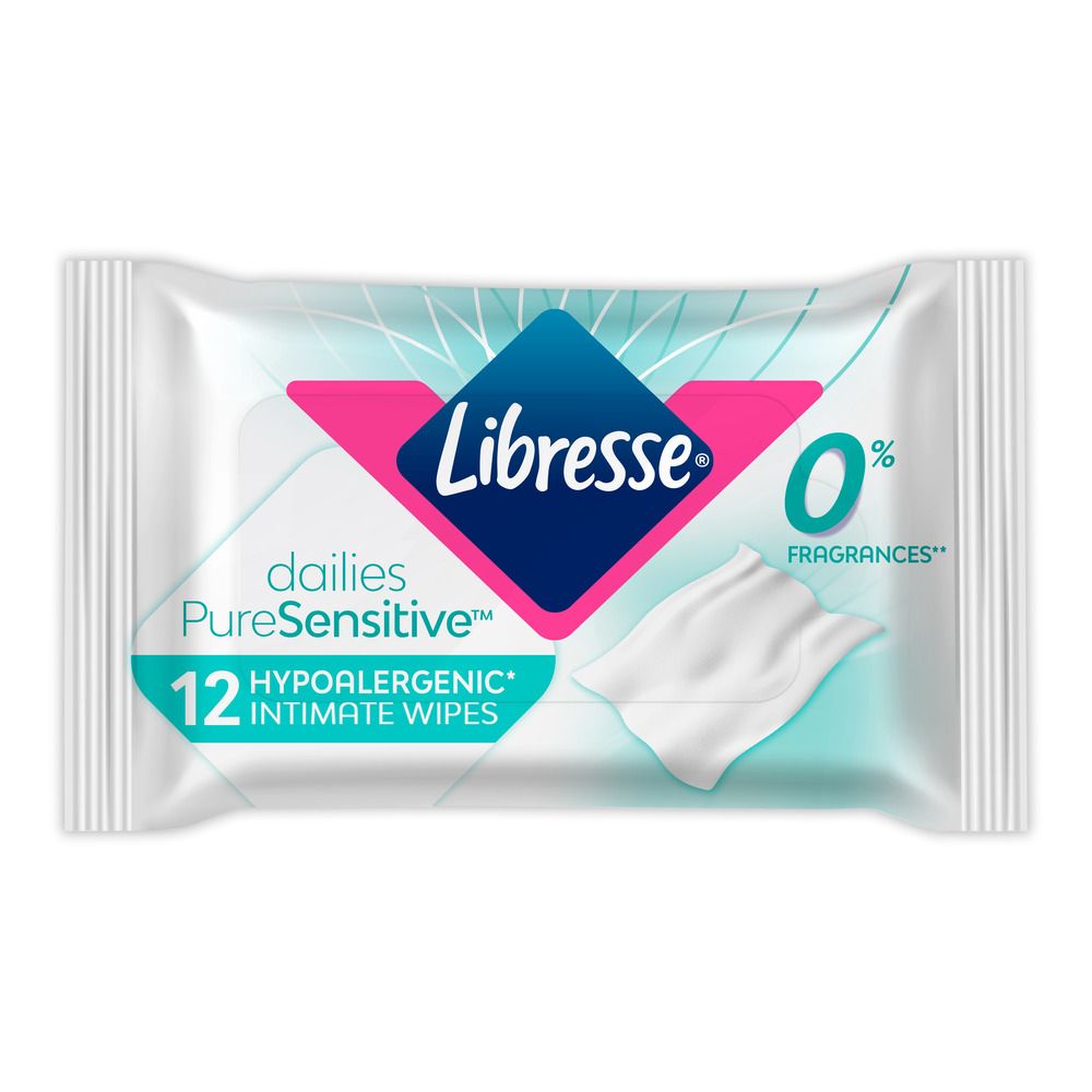 Köp Libresse Intimate Wipes Pure Sensitive - 12 st på Med24.se
